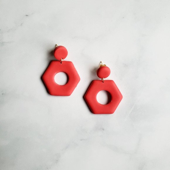 Tiny Spark Studio | Jewelry | Brand New Red Hexagon Donut Clay Dangle ...
